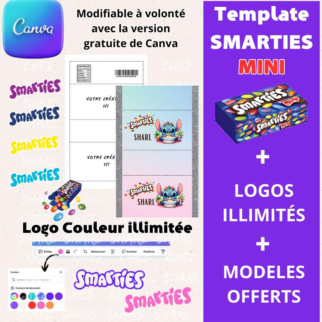 Template DOWNLOAD Canva Bundle for Smarties Mini Packaging Custom ...