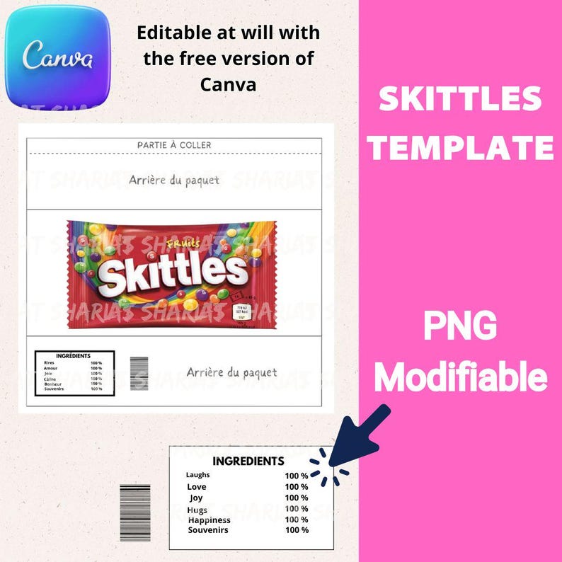 DOWNLOAD Template Skittles Blank Editable Template Dragée Candy Fruit ...