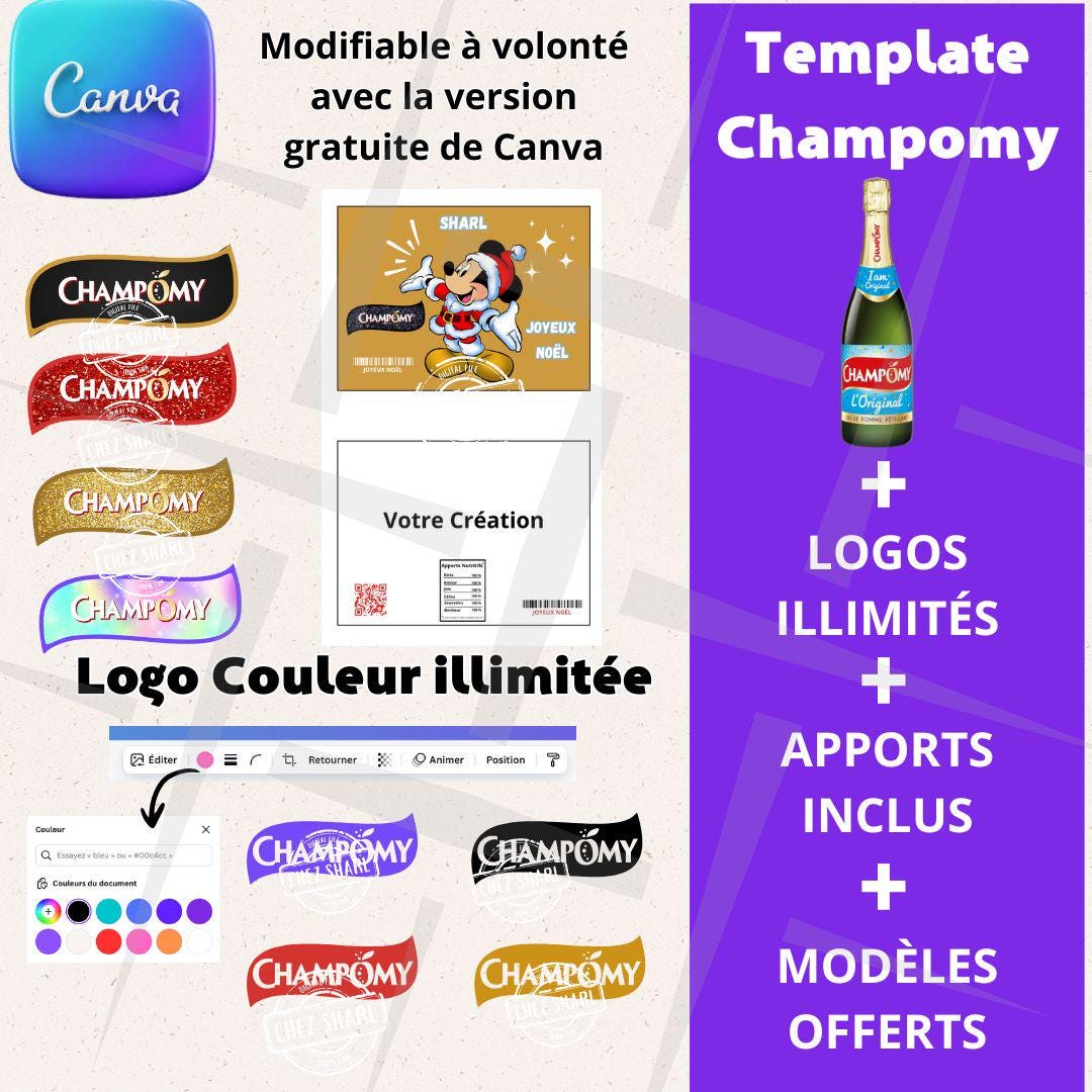Template DOWNLOAD Bundle Canva for Champomy Label Template to Customize ...