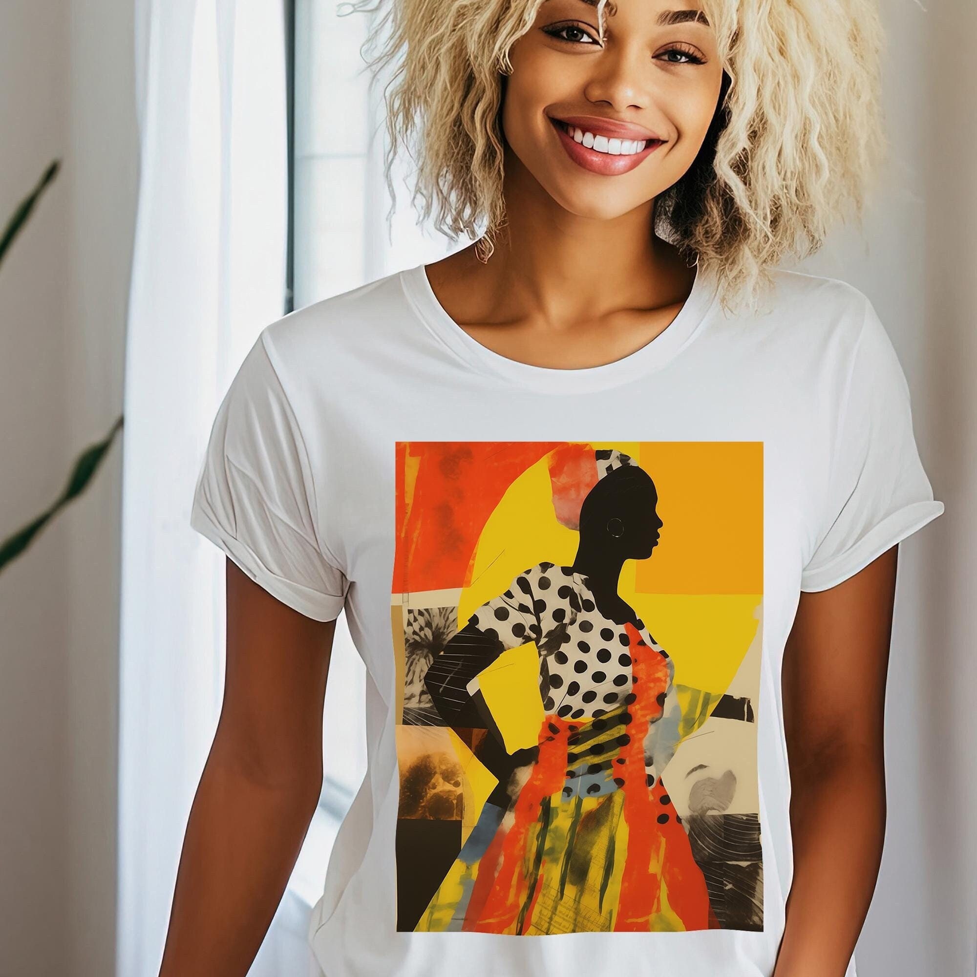 Cultural Women T-shirts, Vibrant Collage Art Style Tees, Global ...