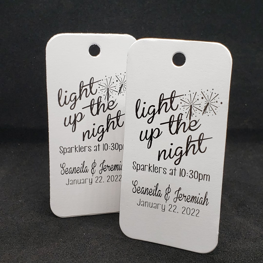 Light up the Night RECTANGLE 1.5" X 3" Personalized Wedding Favor Tag ...