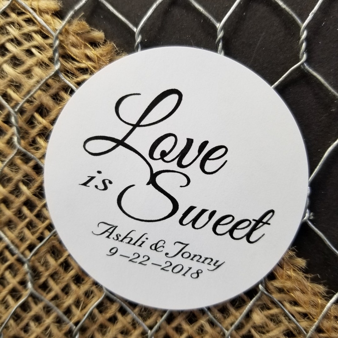 Love is Sweet Personalized 2" STICKER Wedding Shower Favor STICKER ...