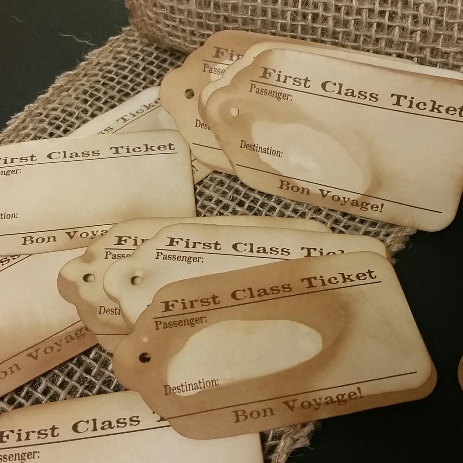 First Class Ticket Travel Stub Luggage Style Favor Tags 3 1/4 Inches ...