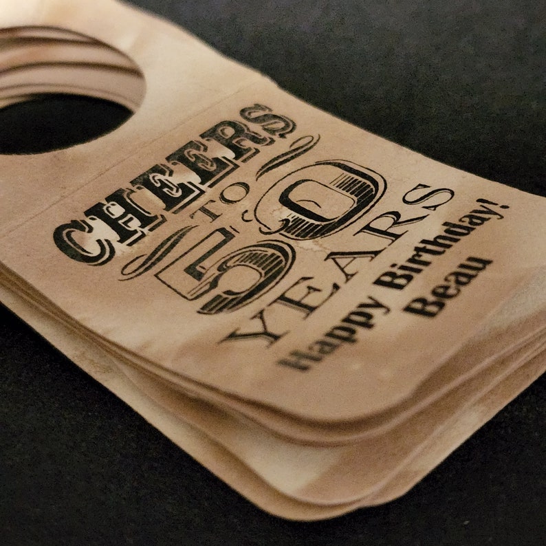 Cheers to 50 Years Thirty Forty Fifty (RECTANGLE Tags) 1.5" X 3 ...