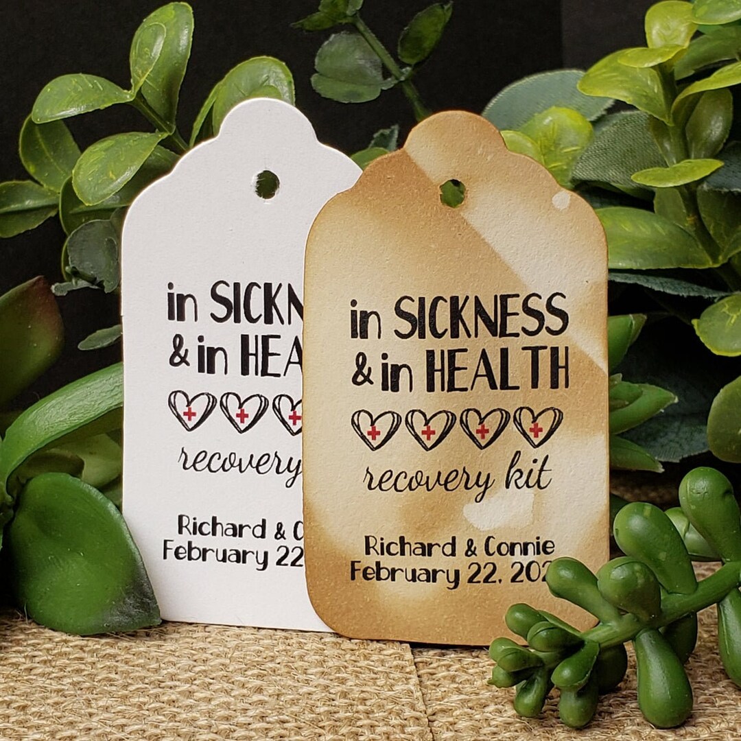 In Sickness and in Health Recovery Kit Tag my LARGER LARGE 2 1/8 X 3 3/ ...