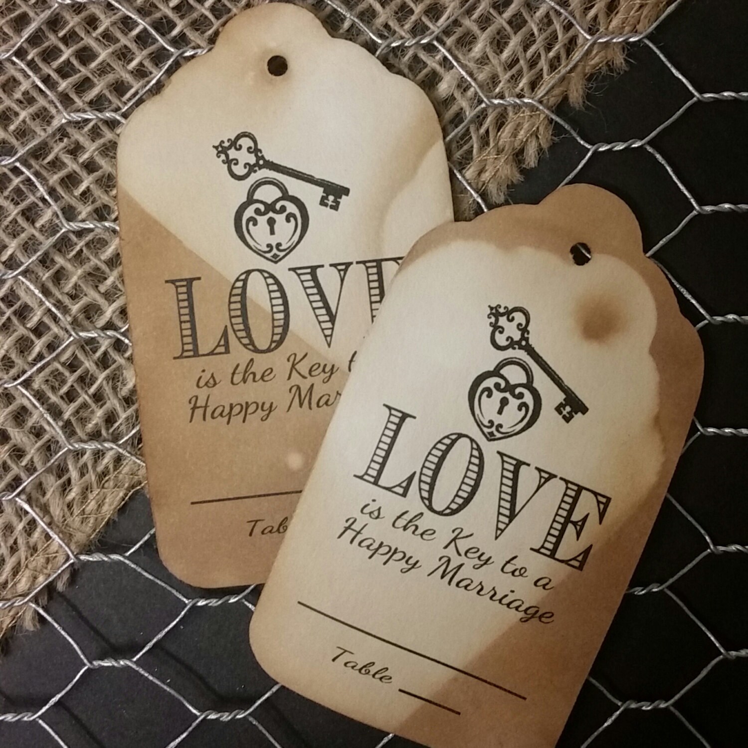 Love is the Key to a Happy Marriage Large Tags Guest Tags With Table ...