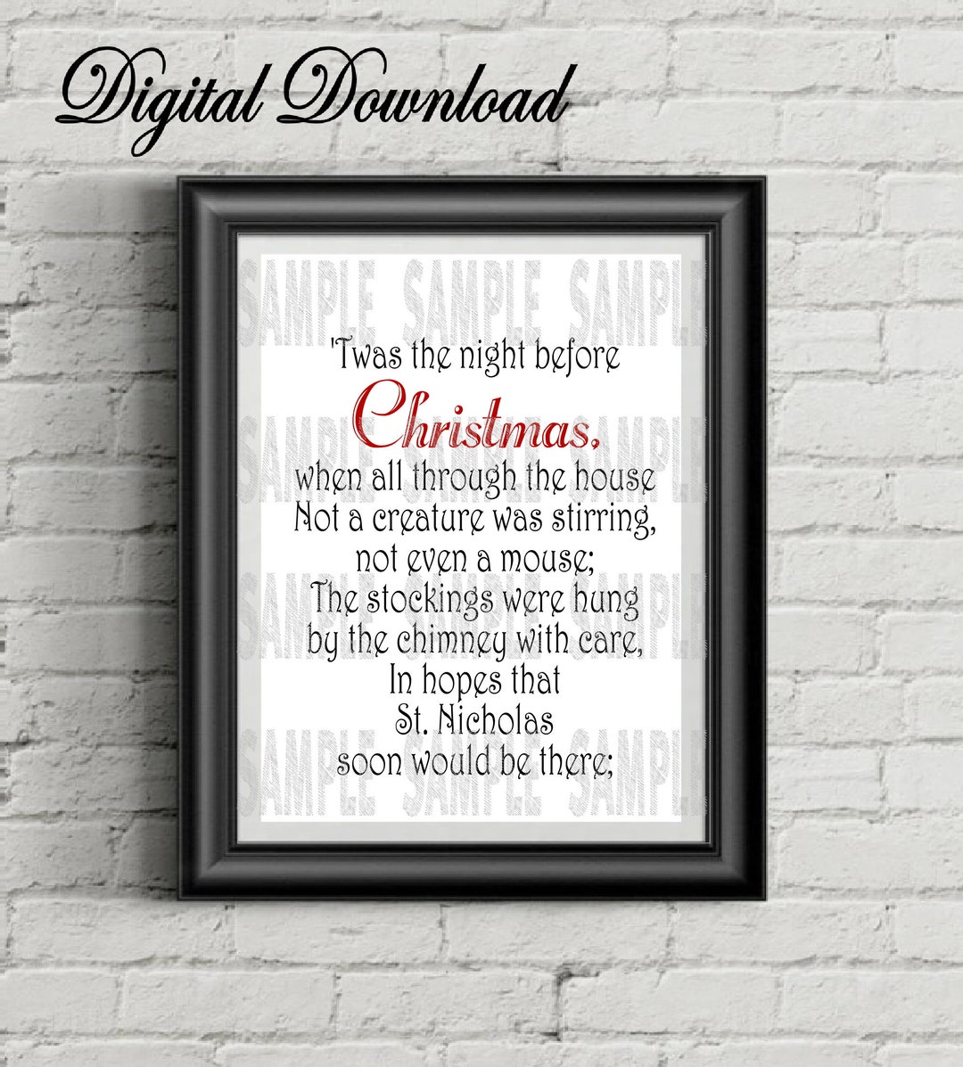 Twas the Night Before Christmas Digital Download Sign - Etsy