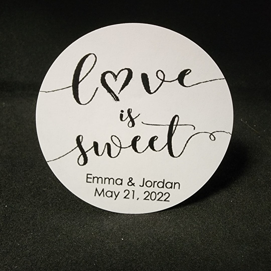 Love is Sweet Personalized 2.5" STICKER Wedding Shower Favor STICKER ...