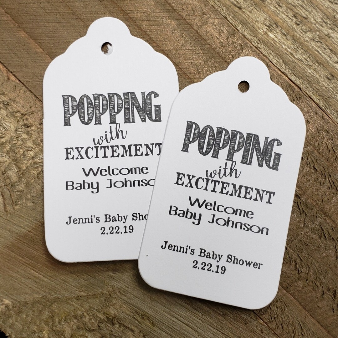 Popping With Excitement Welcome Baby (my MEDIUM Tag) 1 3/8" X 2 1/2 ...