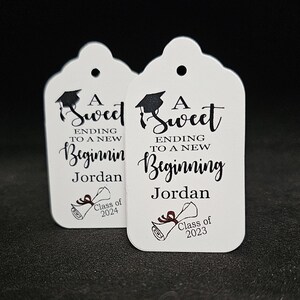 Sweet Ending to a New Beginning (my SMALL Tag) 1 1/8" X 2" Personalized ...