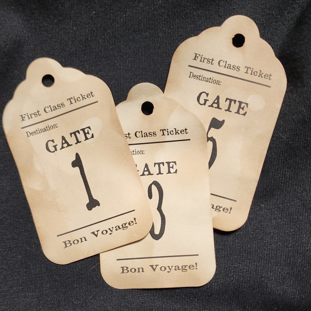 First Class Ticket Table Number Tags Seat Placement Cards Gate Number ...