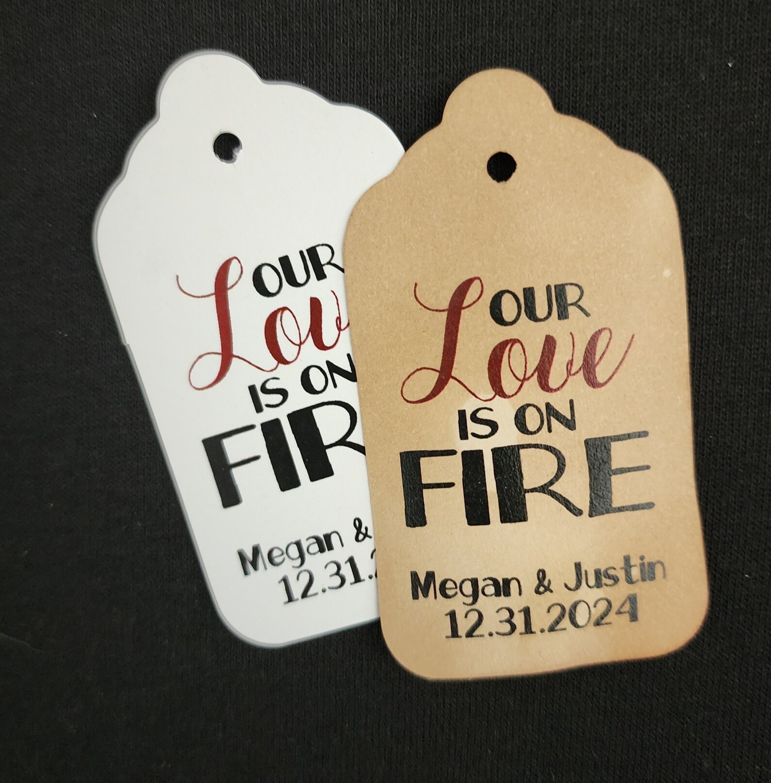 Our Love is on Fire (my Medium, Large or Small Tag) Personalized ...