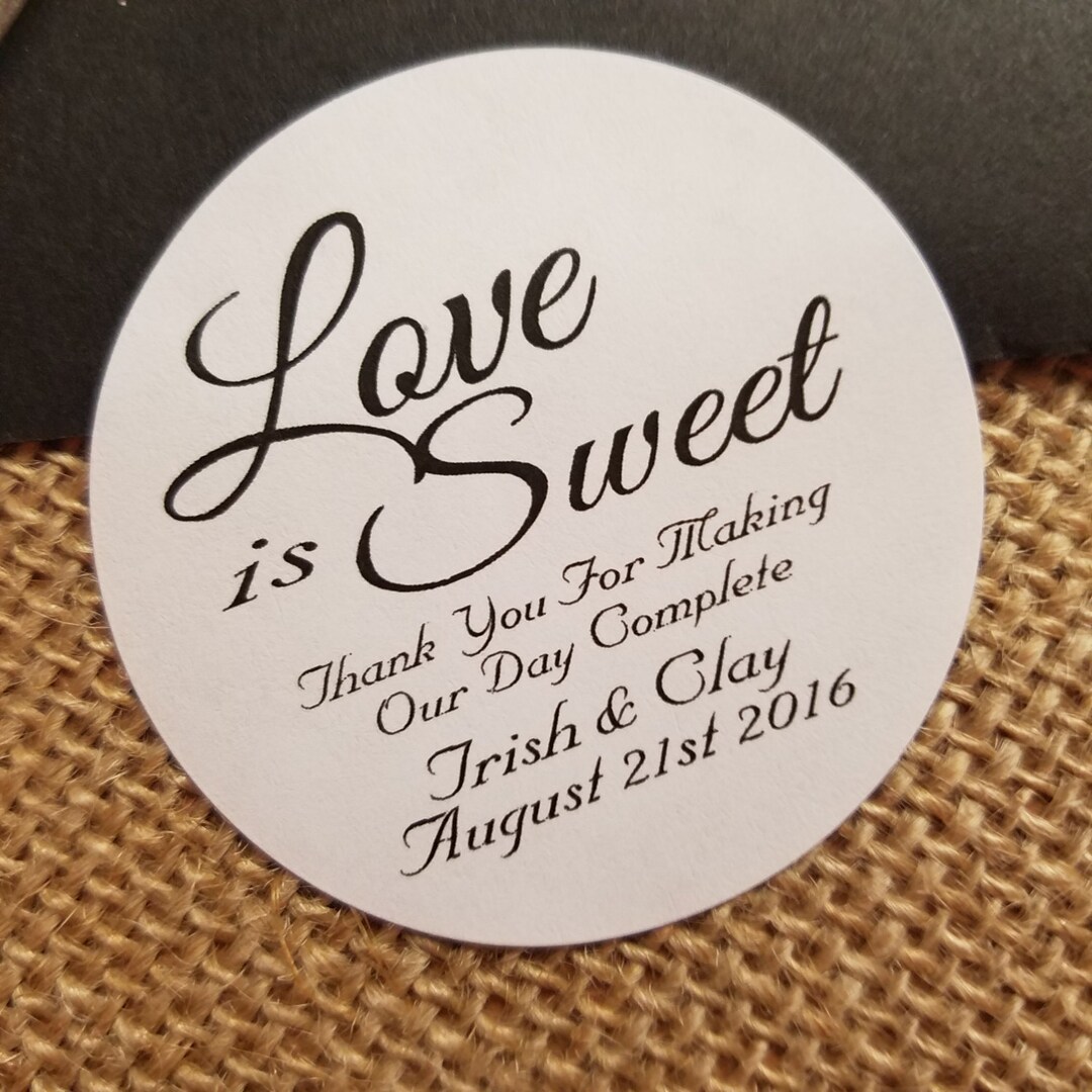 Love is Sweet Personalized 2" STICKER Wedding Shower Favor STICKER ...