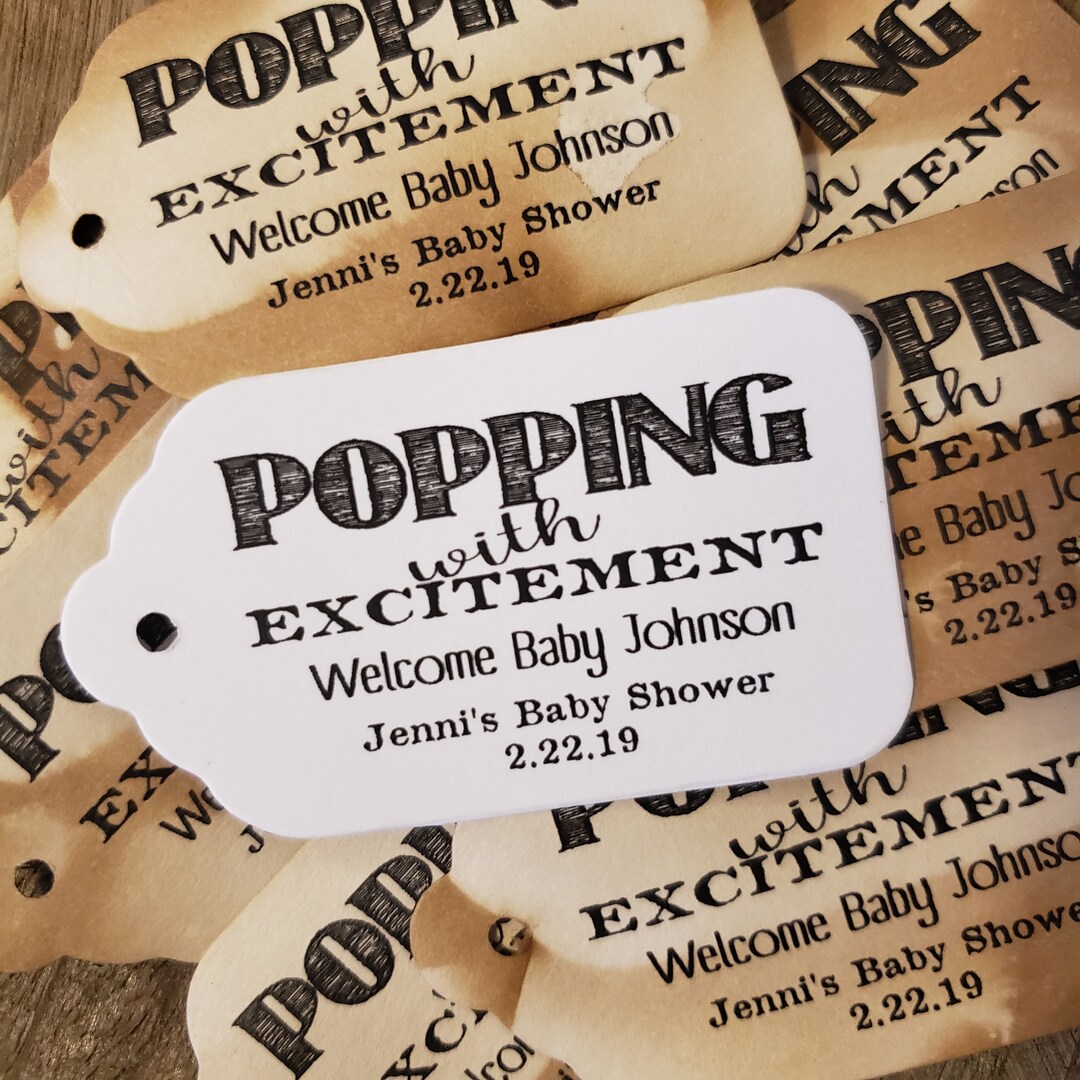 Popping With Excitement Welcome Baby (my MEDIUM Tag) 1 3/8" X 2 1/2 ...