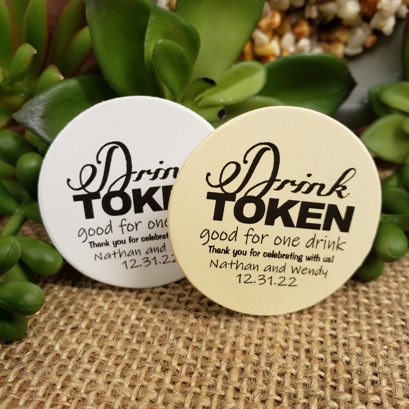 Drink Token 1.5inch ROUND Tag Personalized Wedding Engagement - Etsy