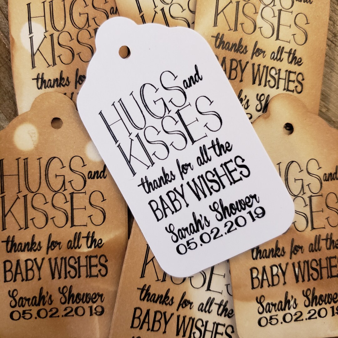 Hugs and Kisses Thanks for All the Baby Wishes Favor Tag MEDIUM Tags ...