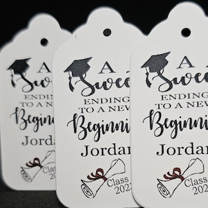 Sweet Ending to a New Beginning (my SMALL Tag) 1 1/8" X 2" Personalized ...