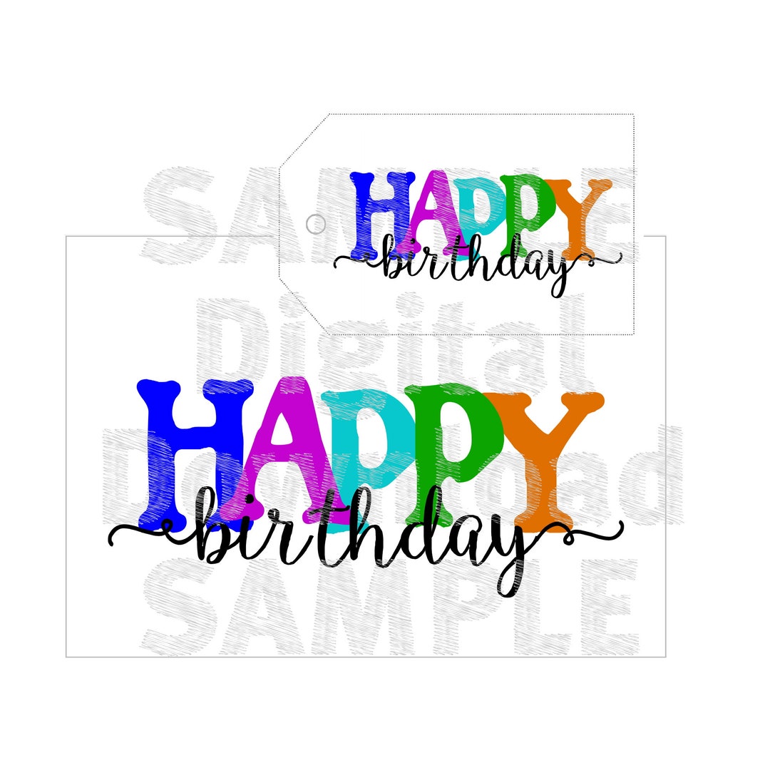 Happy Birthday Card and Package Tag Digital Download NOT a Printed Tag ...