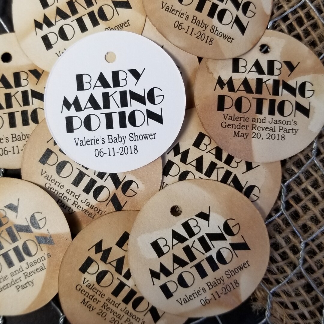 Baby Making Potion Personalized Shower Favor 1.5inch ROUND Tag Choose ...