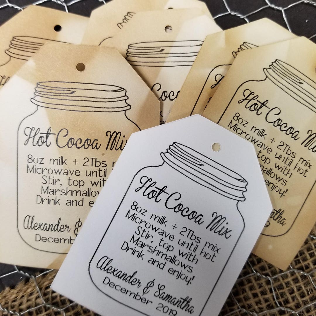 Hot Cocoa Mix Favor Tags Personalize With Names and Date Choose Your ...