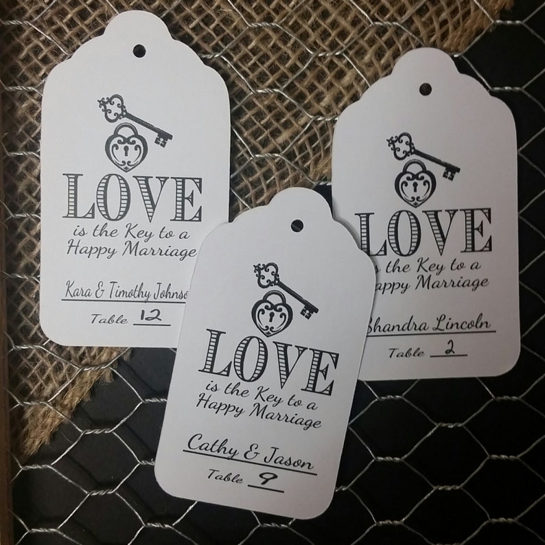 Love is the Key to a Happy Marriage Large Tags Guest Tags With Table ...