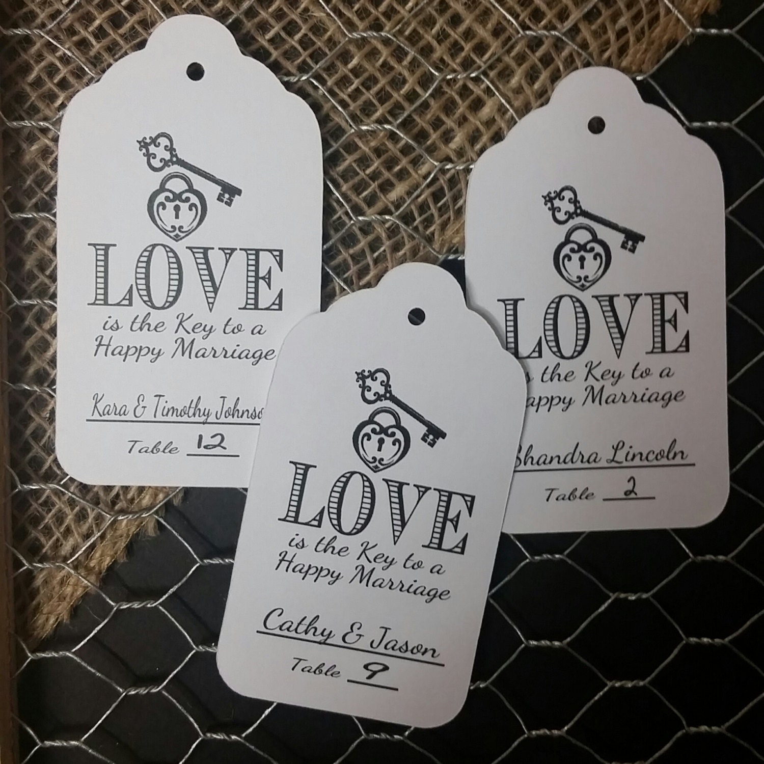 Love is the Key to a Happy Marriage Large Tags Guest Tags with | Etsy