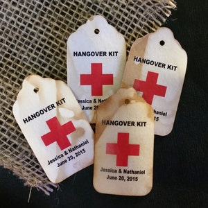 Hangover Kit Tag Personalized Wedding Favor Tag Choose Your Amount Day ...