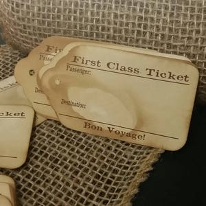 First Class Travel Stub Luggage Style Favor Tags 3 1/4 Inches 25 Tags ...