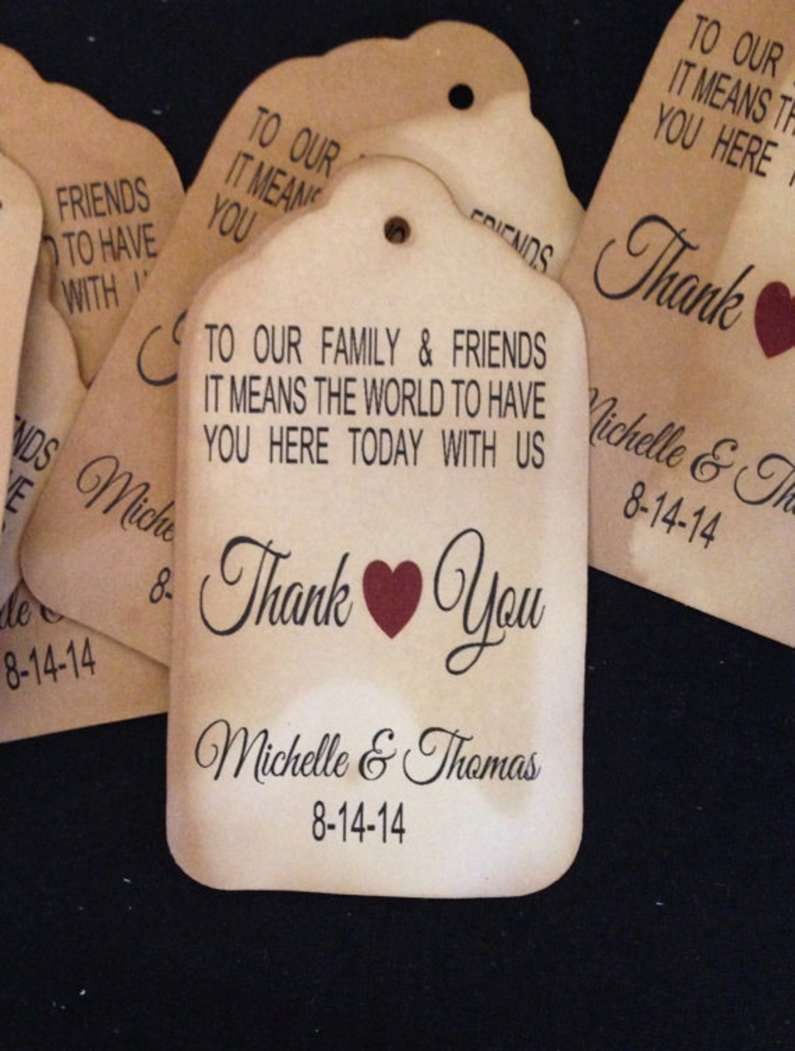 To Our Family and Friends Thank You Tag SMALL 2" Favor Tags CHOOSE Your ...