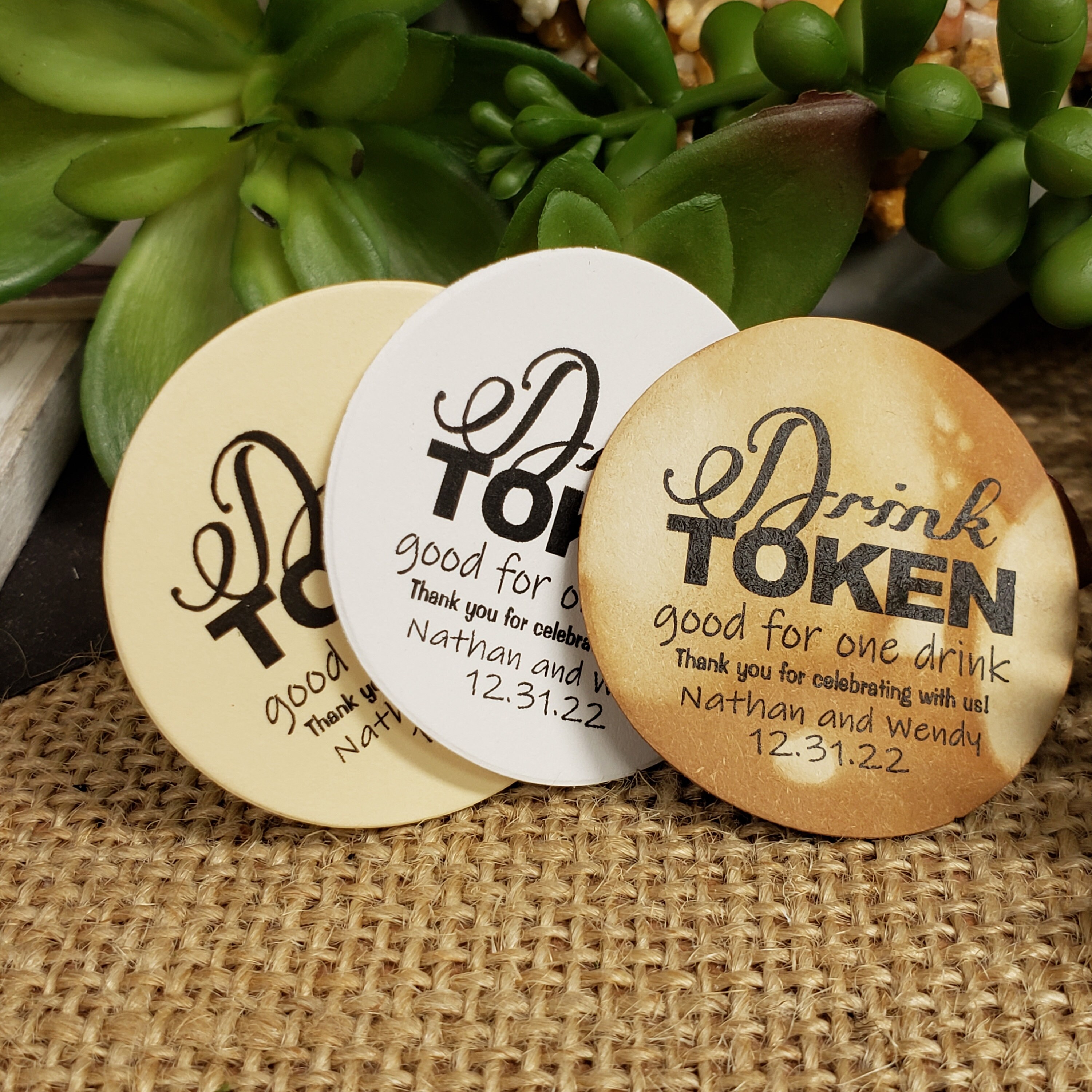 Drink Token 1.5inch ROUND tag Personalized Wedding Engagement | Etsy