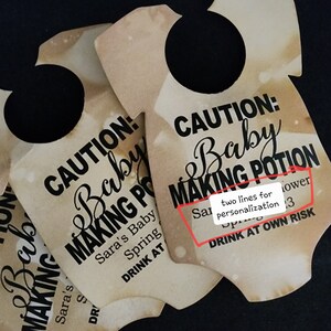 Caution Baby Making Potion (my Large Onesie Shape Tag) 2 1/2" X 3 1/2 ...