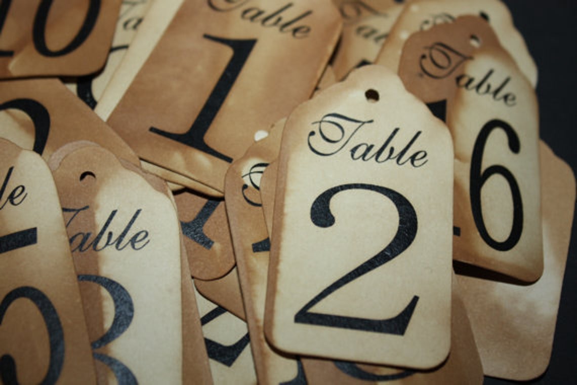 Table Number Tags 2 1/4 X 3 3/4 Option to Choose Your Quantity - Etsy