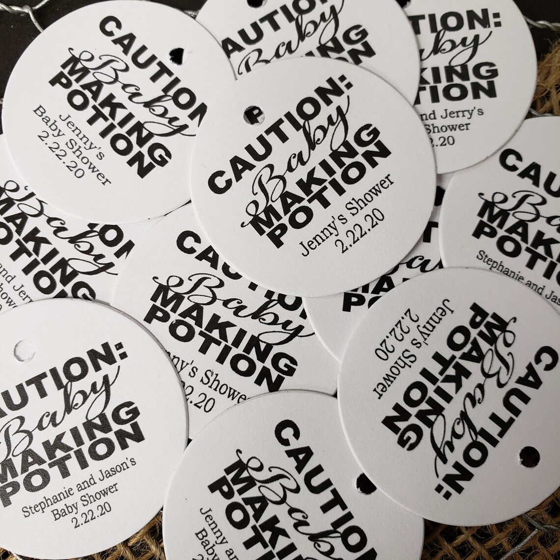 Caution : Baby Making Potion Personalized 1.5inch ROUND Tag Choose Your ...