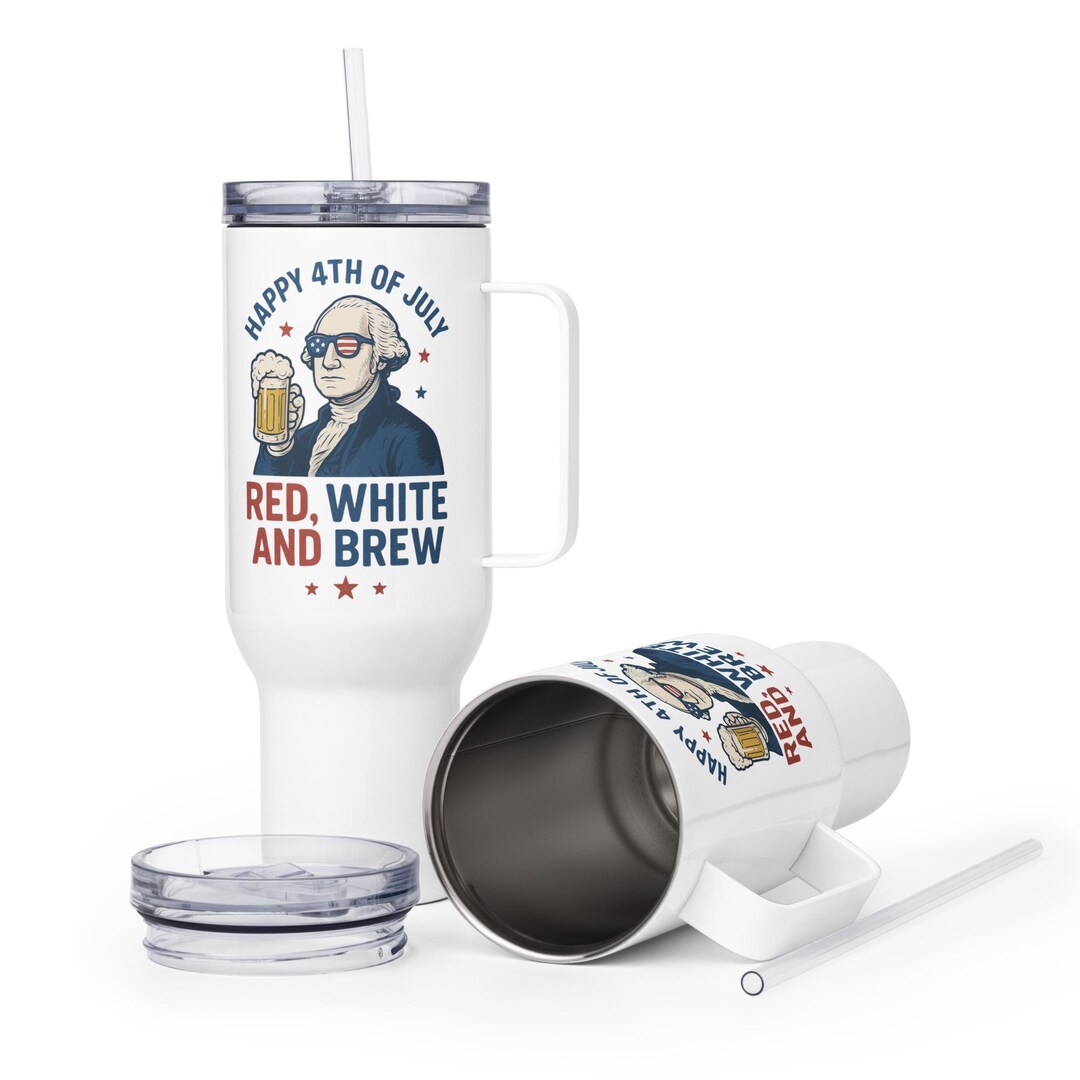 America Patriotic 4th of July Travel Tumbler Mug, George Washington ...