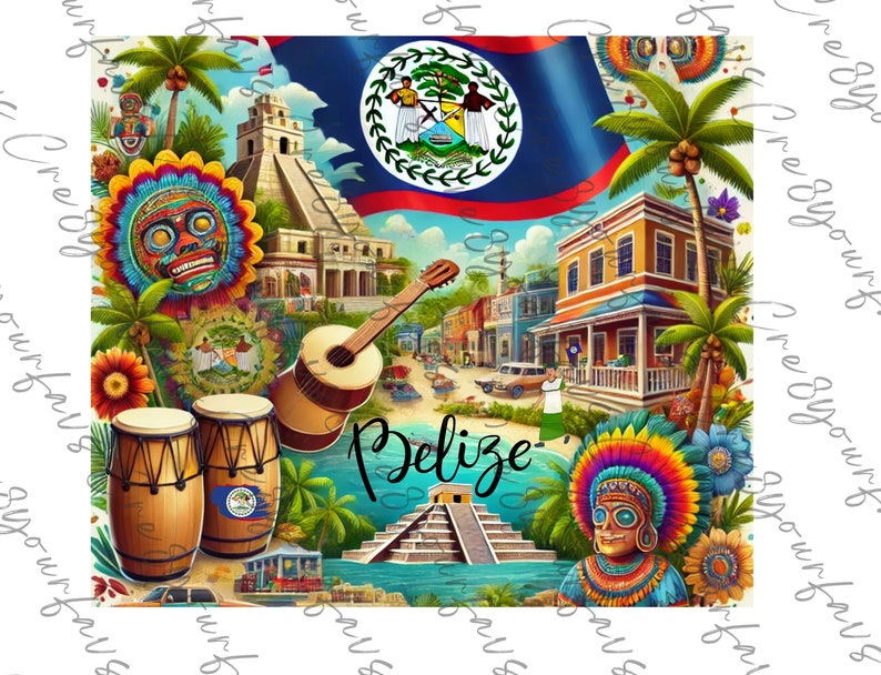 Belize Flag Digital Design for Tumblers, Mugs, T-shirts, Car Magnets ...