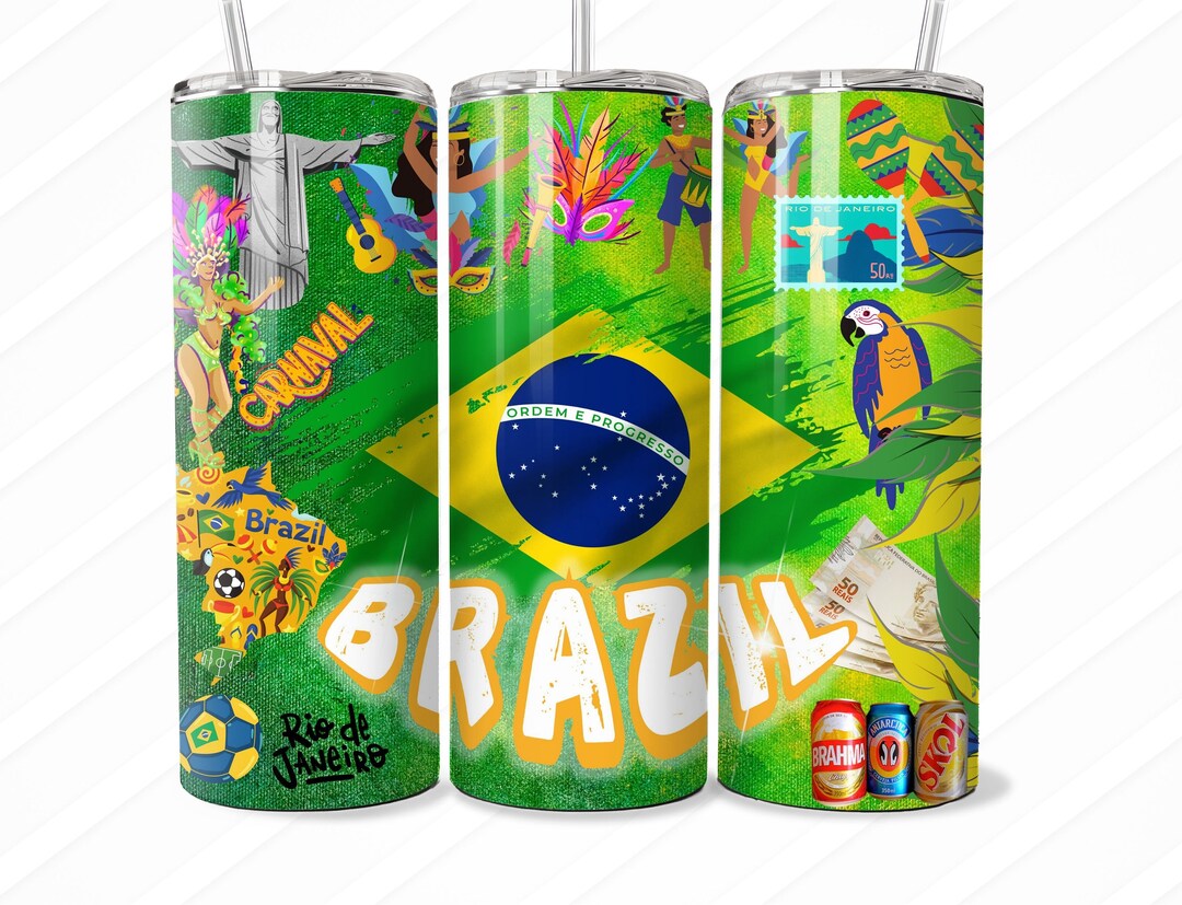 Vibrant Brazil Flag Digital Design Bundle - Tumbler Wraps, Mugs, T ...