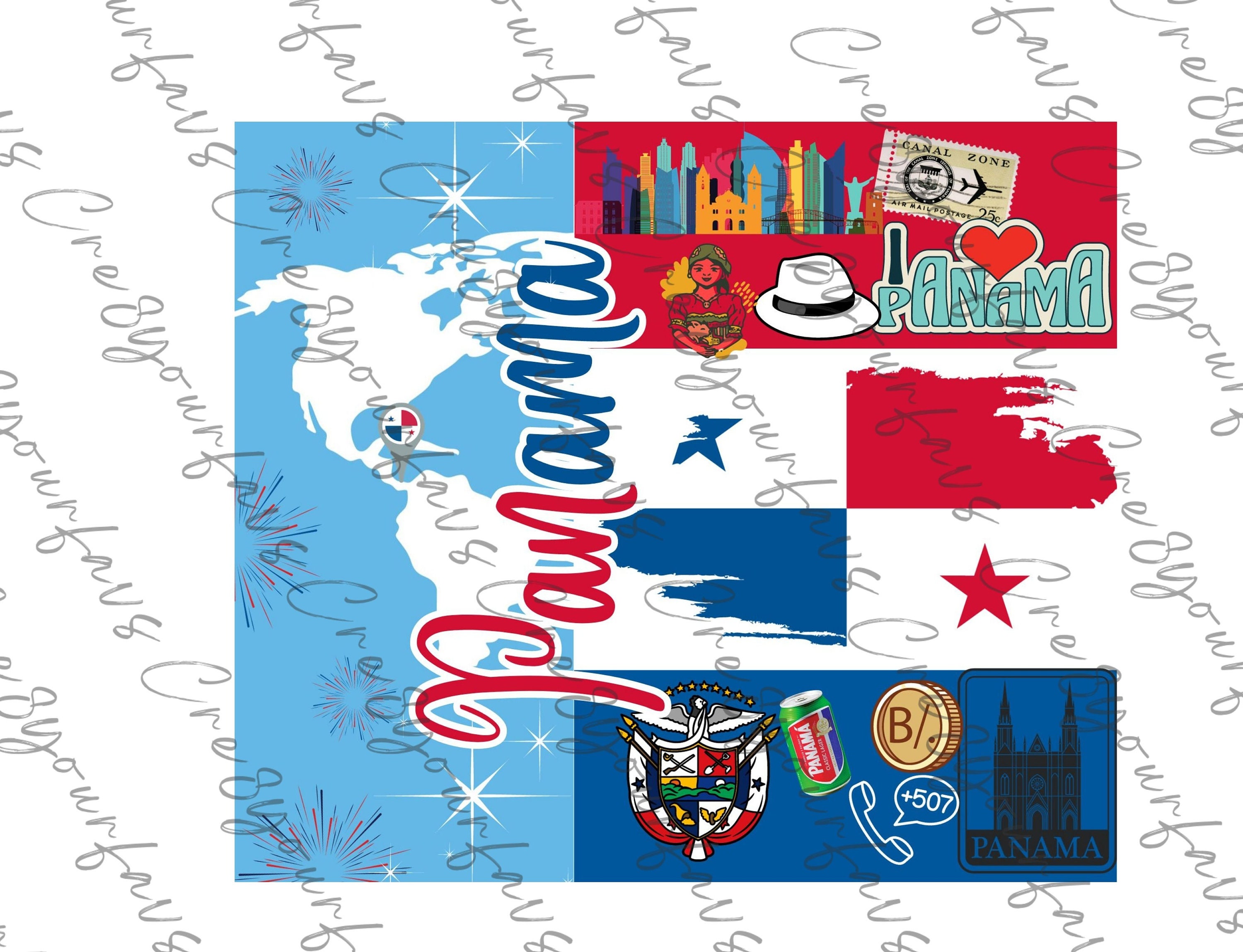Panama Flag Digital Design, Tumbler Wraps, Mouse Pad Designs, T-shirt ...