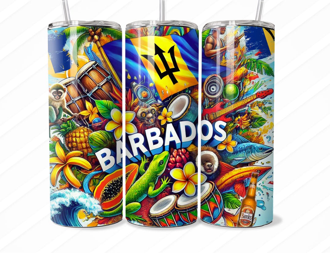 Barbados Flag Culture Digital Design for Tumbler Wraps, Stickers, Mugs ...