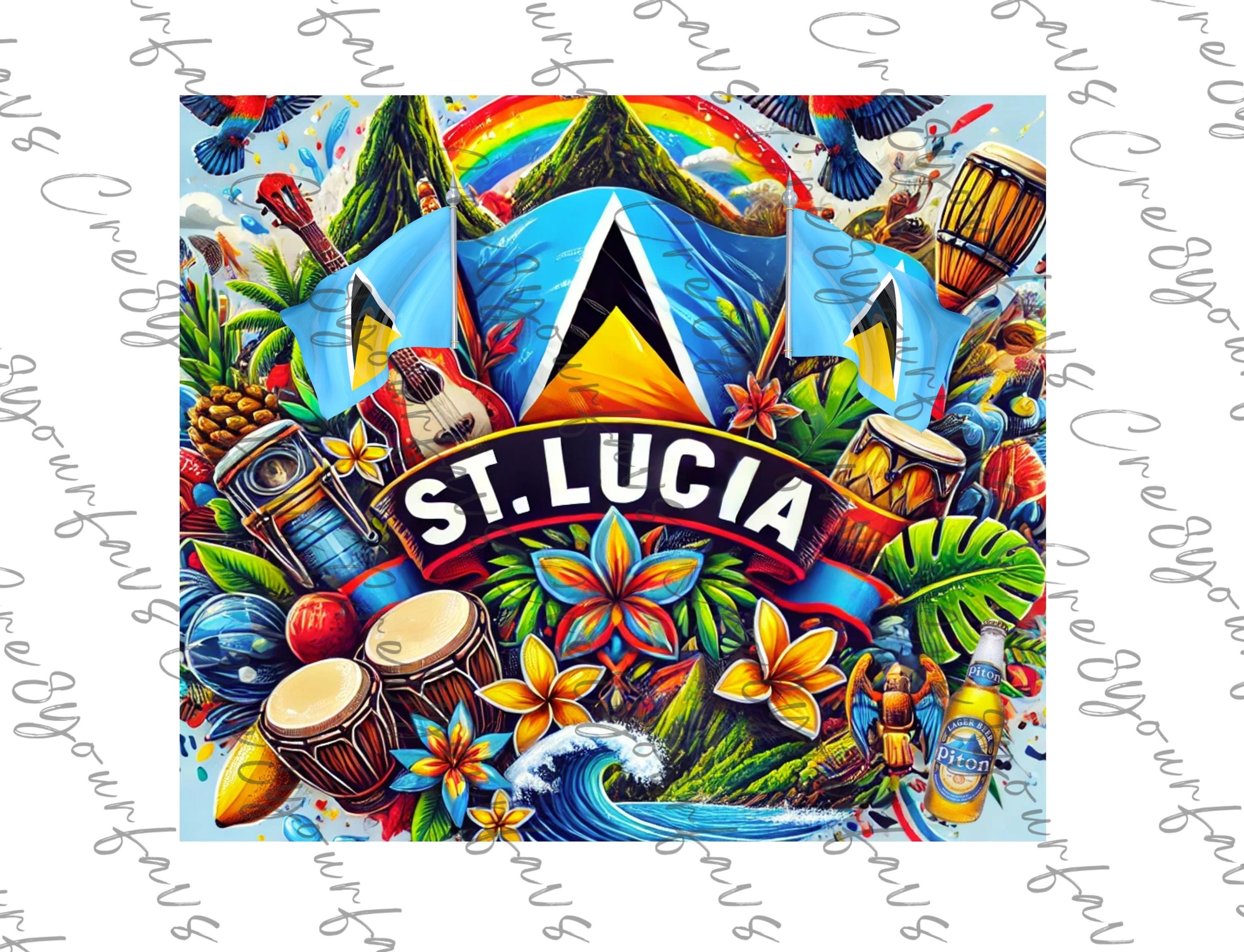 St. Lucia Flag Digital Design for Tumblers, Mugs, T-shirts, Stickers ...