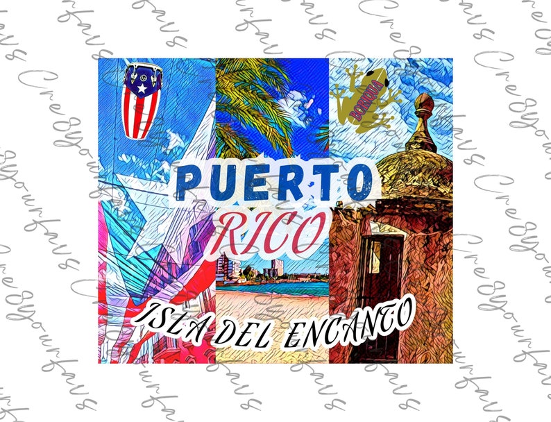 Puerto Rico Isla Del Encanto Digital Design for Tumbler Wraps, Mouse ...
