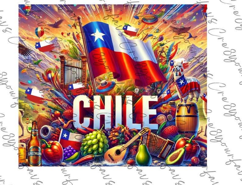 Chile Flag Digital Design | Tumblers, Stickers, Mugs, T-shirts & More ...