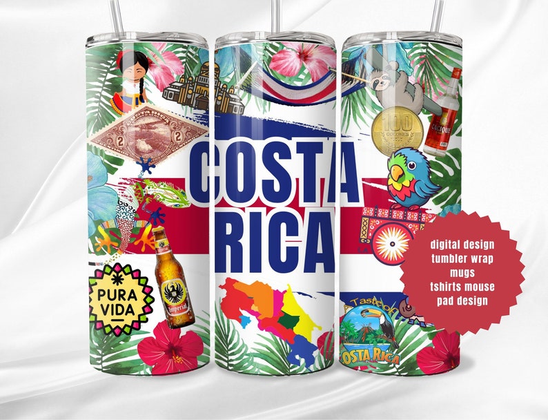 Costa Rica Flag Digital Download for Tumbler Wraps, Mouse Pad Designs ...