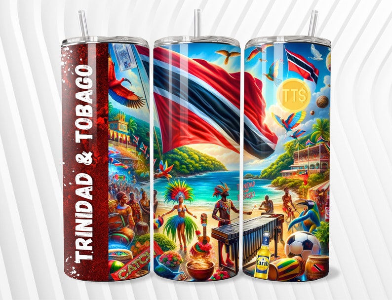Trinidad and Tobago Flag Digital Design for Tumbler Wraps, Mouse Pads ...