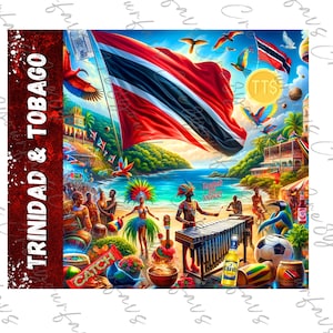 Trinidad and Tobago Flag Digital Design for Tumbler Wraps, Mouse Pads ...