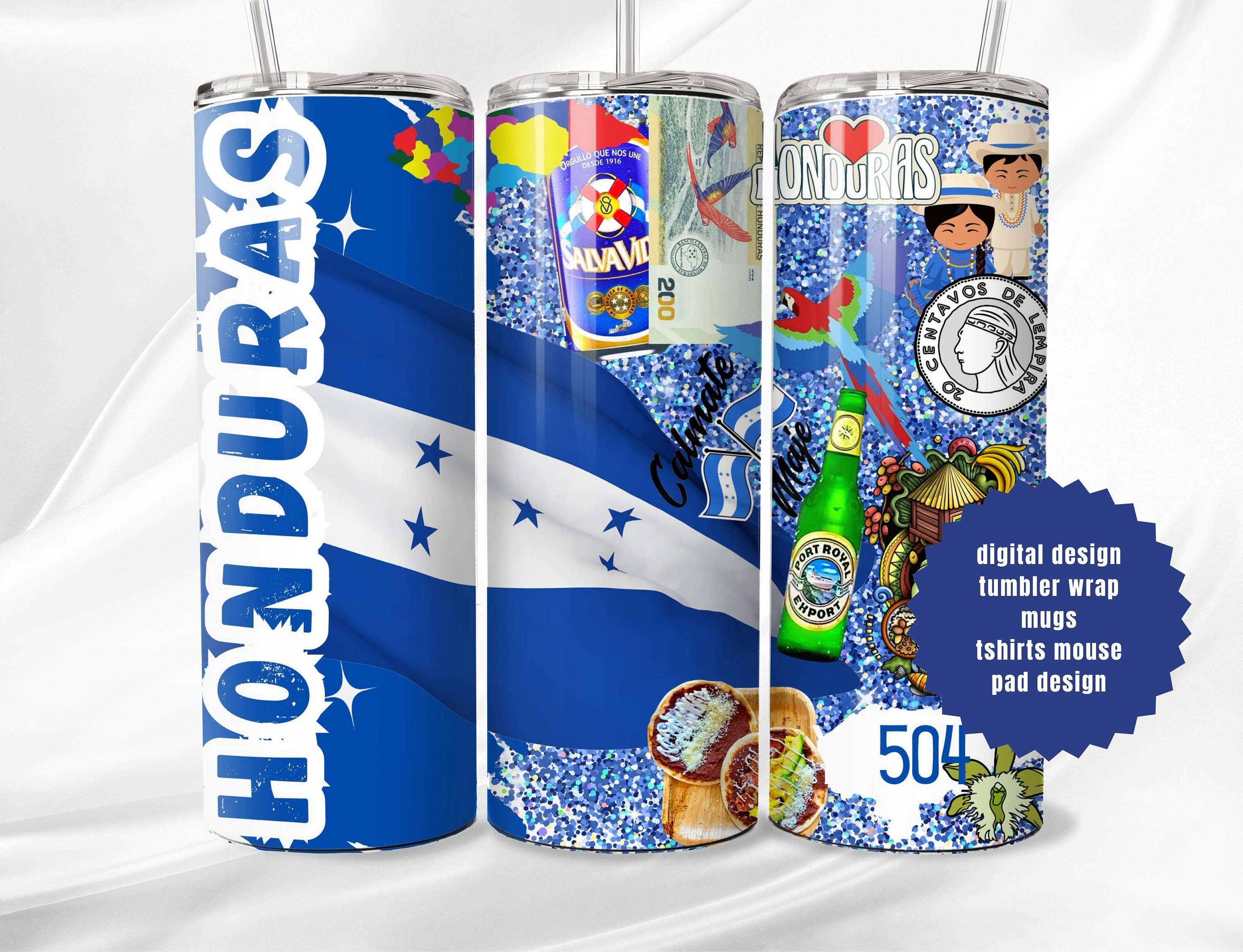 Honduras Flag Digital Download | Tumbler Wraps, Mouse Pads, Mugs, T ...