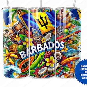 Barbados Flag Culture Digital Design for Tumbler Wraps, Stickers, Mugs ...