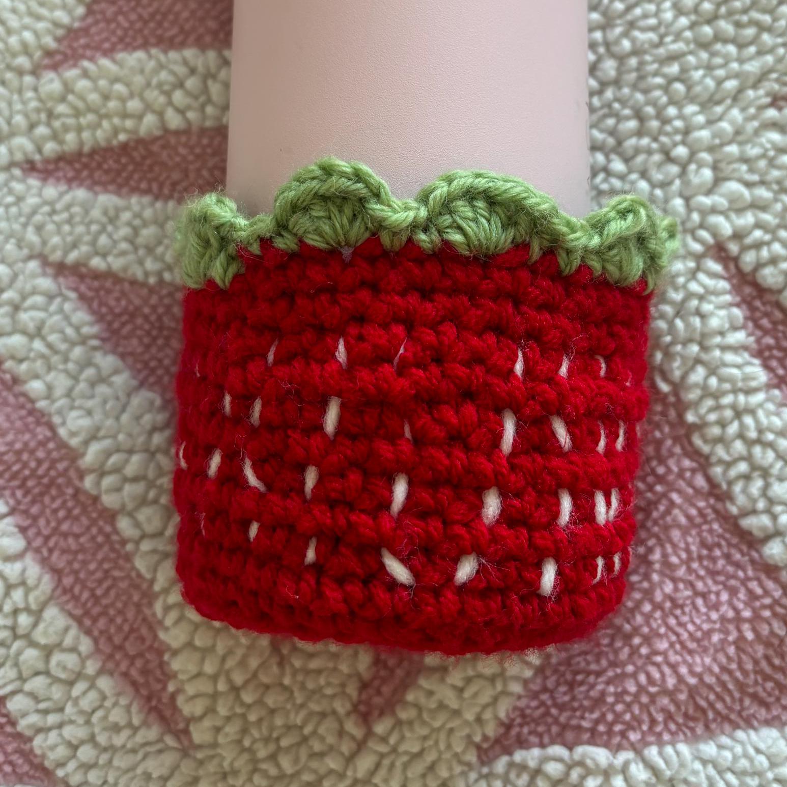 Strawberry Crochet Bottle Cover - Etsy