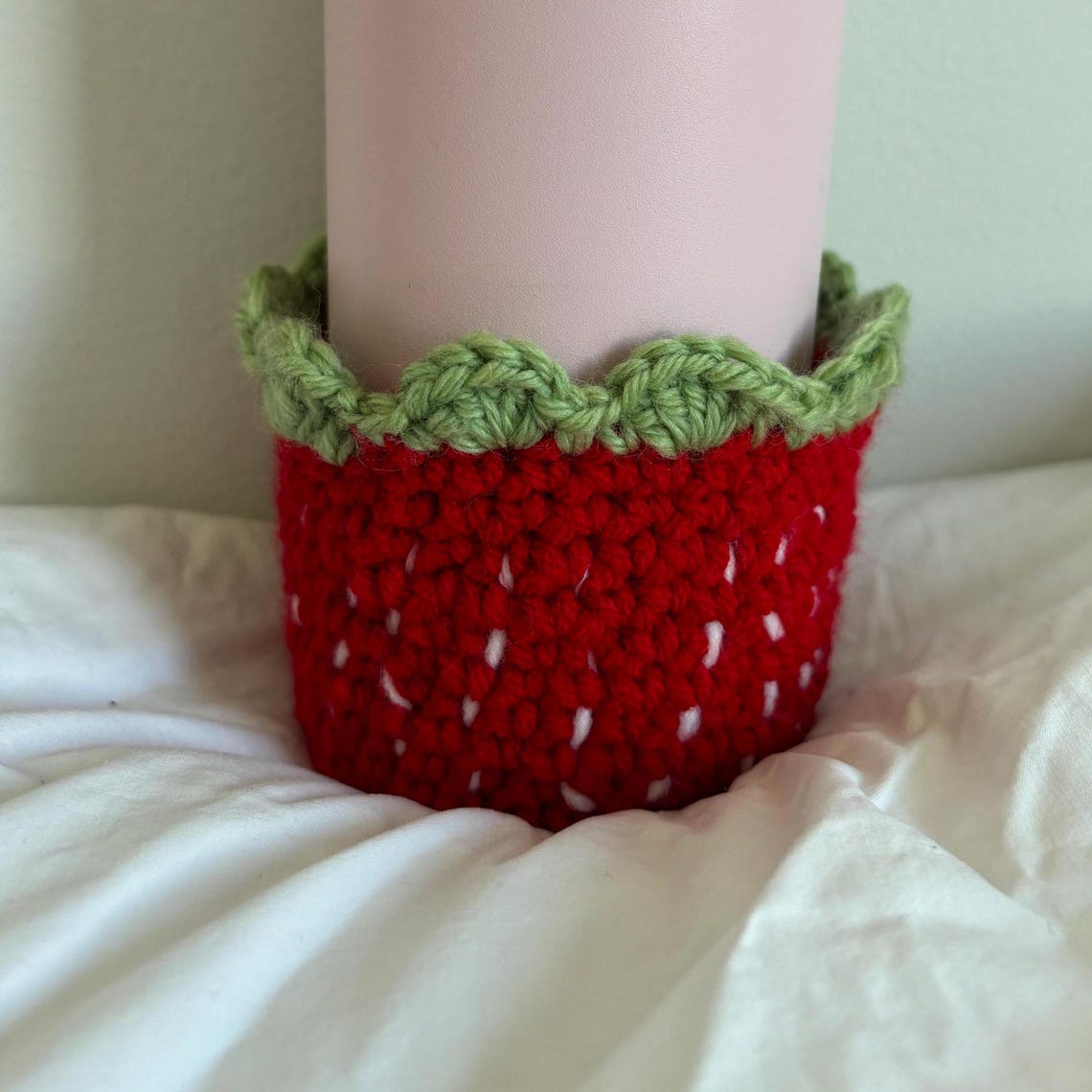 Strawberry Crochet Bottle Cover - Etsy