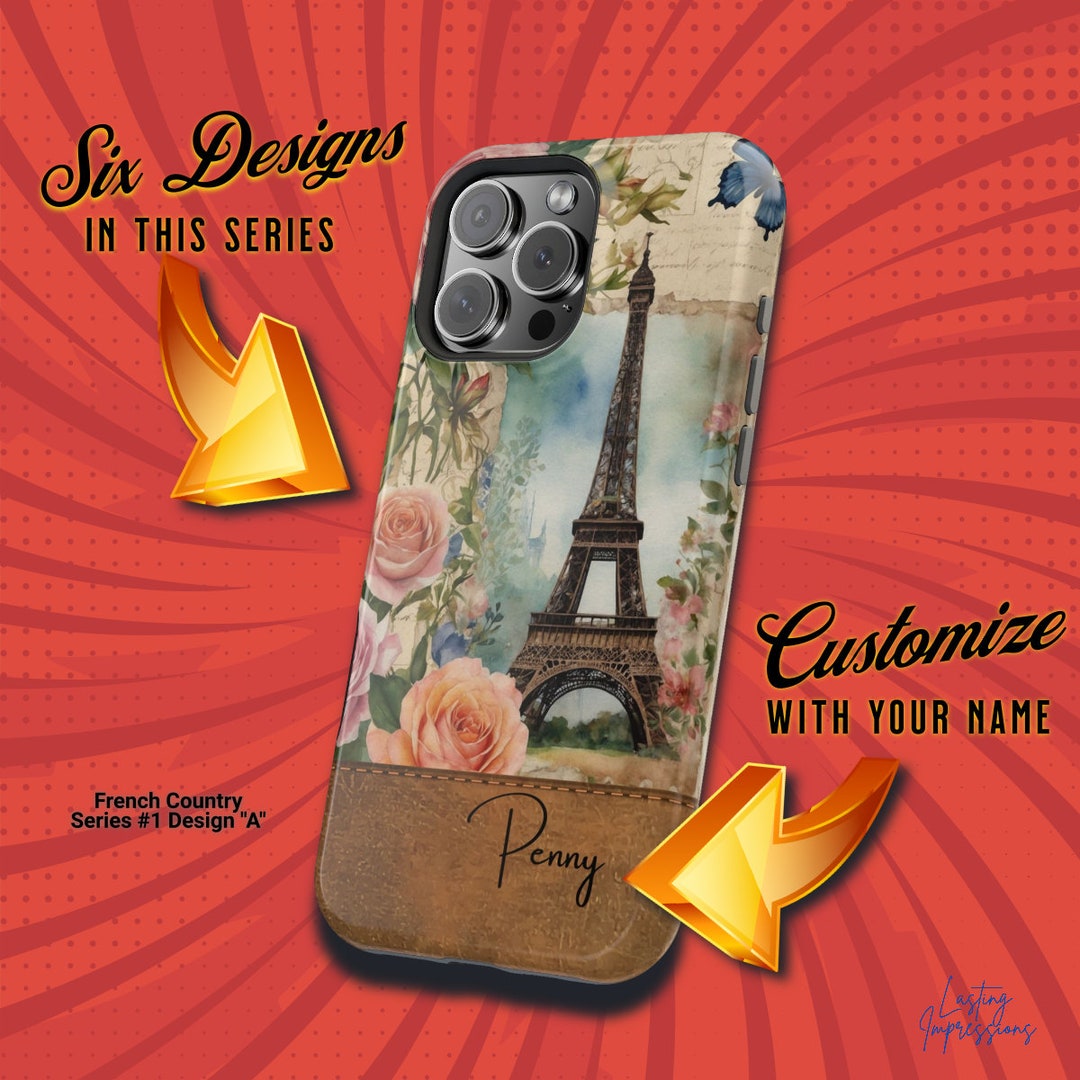 Magsafe French Country Personalized Phone Case Eiffel Tower Floral ...