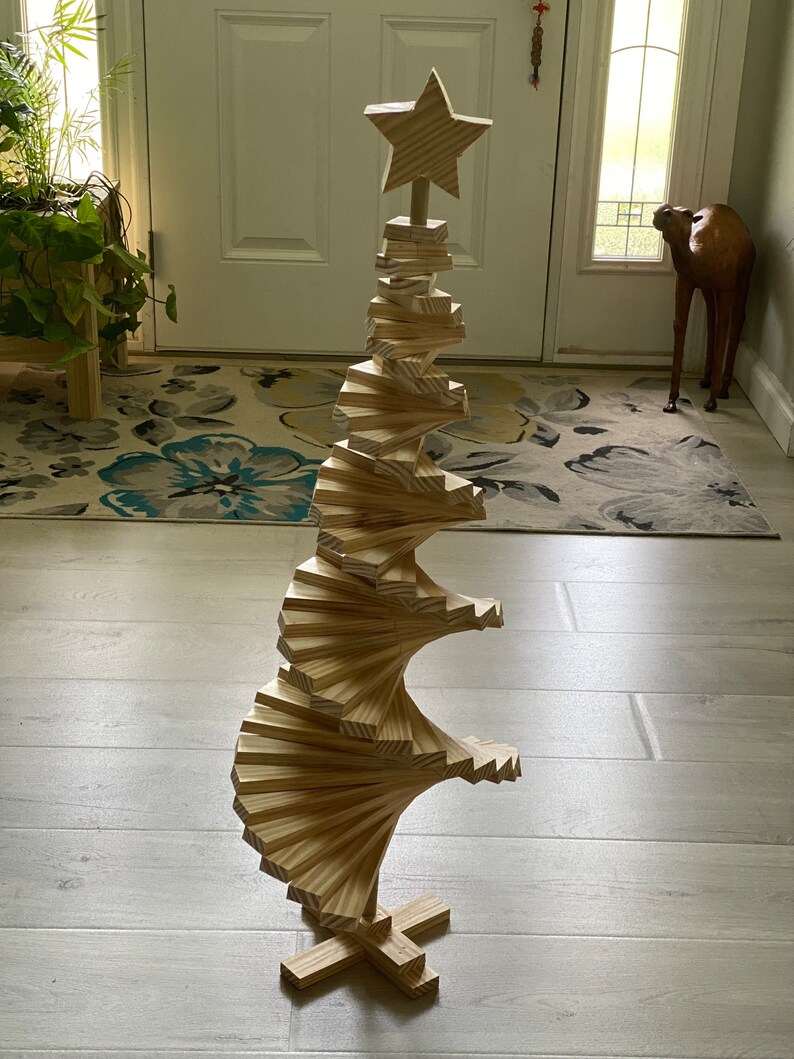 Handcrafted Wooden Christmas Tree Spiral: Festive Elegance for Your ...